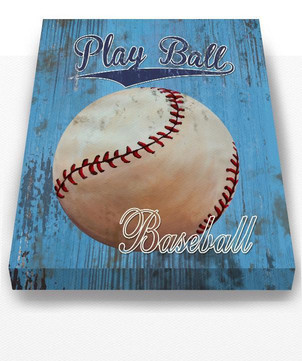 Rustic Baseball Play Ball Canvas Wall Art – MuralMax Interiors